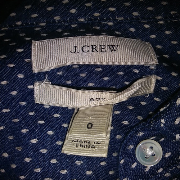 J. Crew | Tops | J Crew Boy Blouse Size Polka Dot Blue White | Poshmark